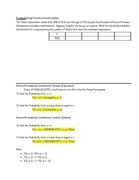 Guided Notes Lesson 76 Binomial Distribution By Counting Corner