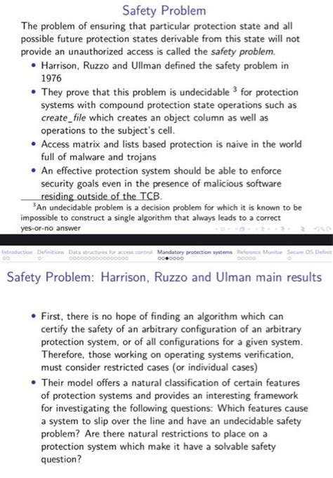 Solved Explain The Safety Problem In Relations To Protection Chegg Com
