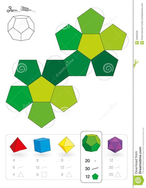 Dodecahedron Modelo De Papel Figuras Geometricas Para Armar Forma 3d