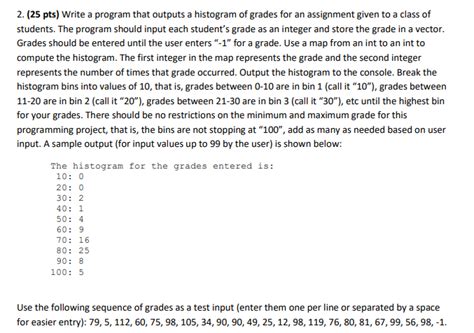 Solved 2 25 Pts Write A Program That Outputs A Histogram