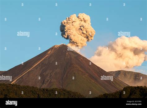 Reventador Volcano Erupting At Dawn August 2016 The Mountain Is