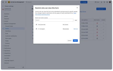 new restrict who can view submitted forms in jira service management