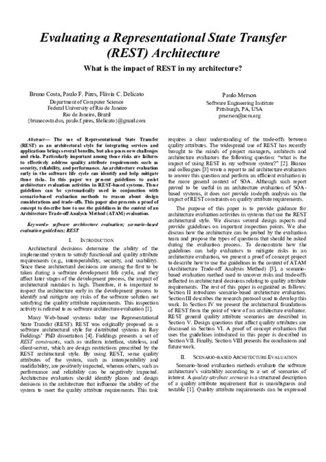 Pdf Evaluating A Representational State Transfer Rest Architecture What Is The Impact Of