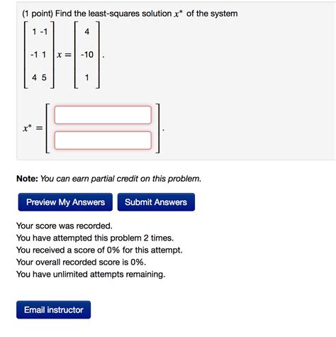 solved 1 point find the least squares solution x of the