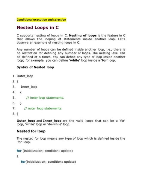 Nested Loops In C Unit2docx