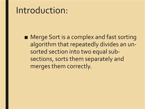 merge sort algorithms divide and conquer ppt