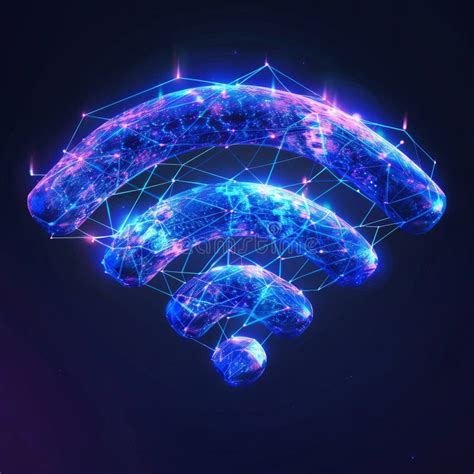 Wireless Internet Connection Concept Polygonal Blue And Purple Wifi