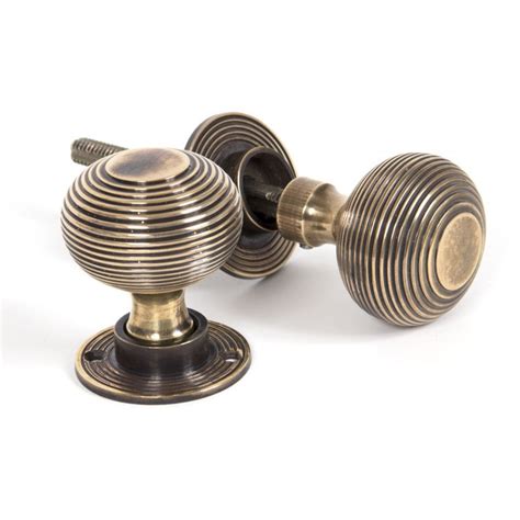 Heavy Duty Antique Brass Beehive Door Knobs Black Country Metalworks