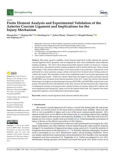 Finite Element Analysis And Experimental Validatio Pdf Knee