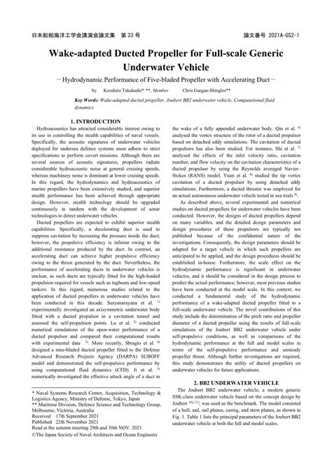 Pdf Wake Adapted Ducted Propeller For Full Scale Generic Underwater Vehicle Hydrodynamic