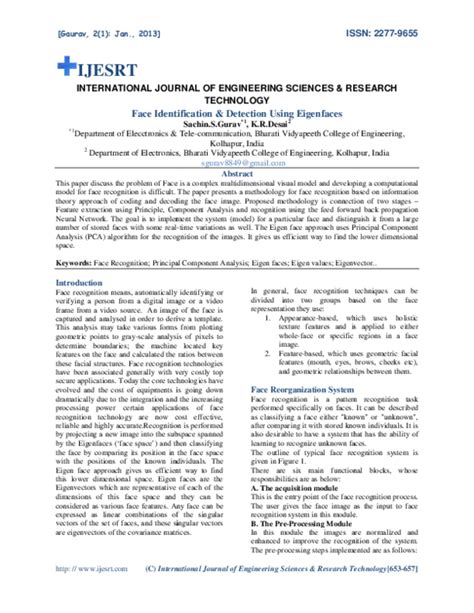 Pdf Face Identification And Detection Using Eigenfaces