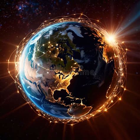 A Futuristic Digital Globe Showcasing Network Connections And Data