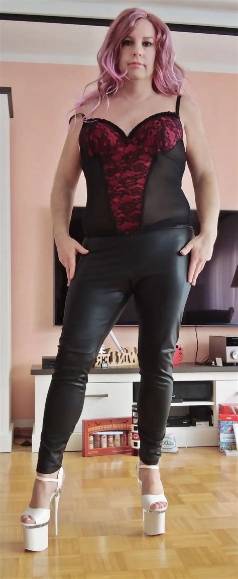 Black Tight Leggings White Strappy Heels And Purple Wig 23 Nude Pics