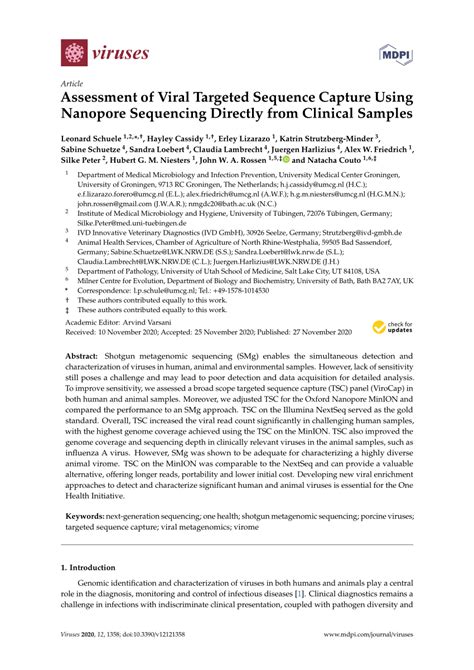 Pdf Assessment Of Viral Targeted Sequence Capture Using Nanopore