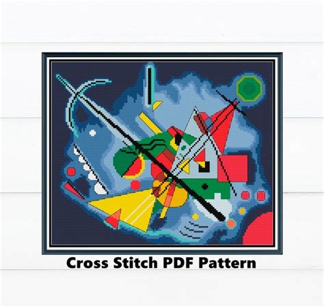 Kandinsky Blue Painting Cross Stitch Pattern Modern Easy Etsy