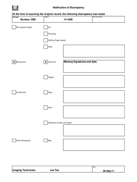 Fillable Online Notification Of Discrepancy Fax Email Print Pdffiller