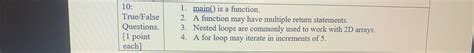 Solved 1 ﻿ Main ﻿is A Function2 ﻿a Function May Have