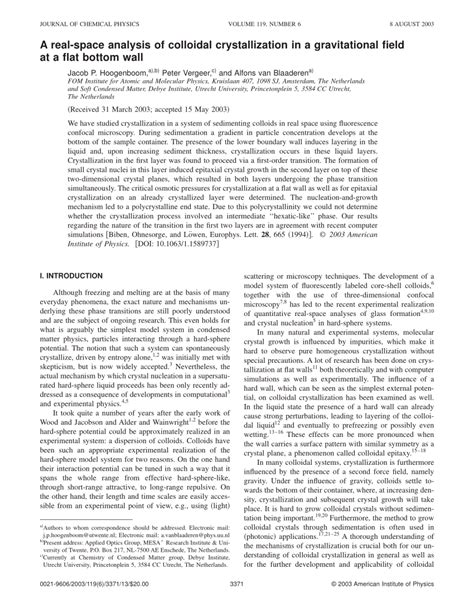 Pdf A Real Space Analysis Of Colloidal Crystallization In A