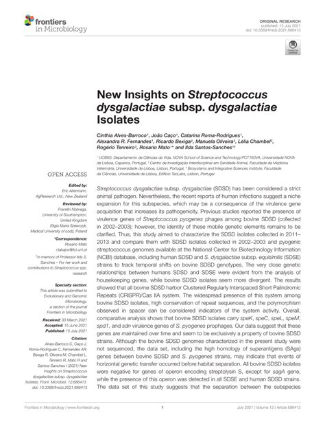 Pdf New Insights On Streptococcus Dysgalactiae Subsp Dysgalactiae