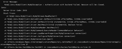 c Ошибка при подключении к удаленной БД mariadb core stack