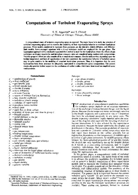 Pdf Computations Of Turbulent Evaporating Sprays