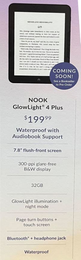 Barnes and Noble : la nouvelle liseuse Nook Glowlight 4 Plus