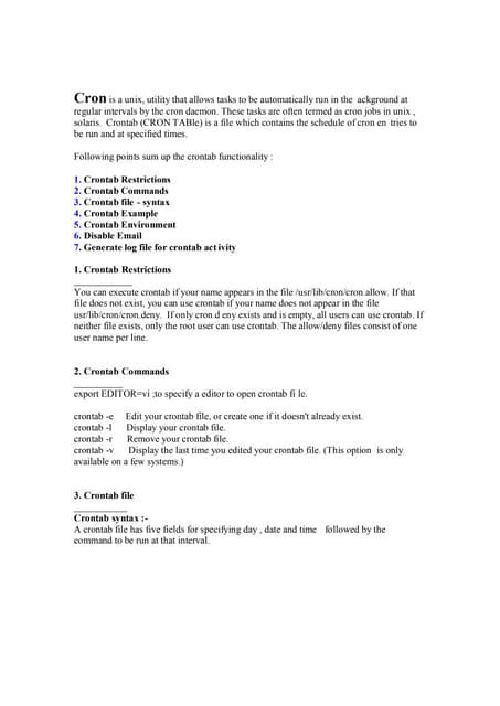 Crontab Tutorial Pdf
