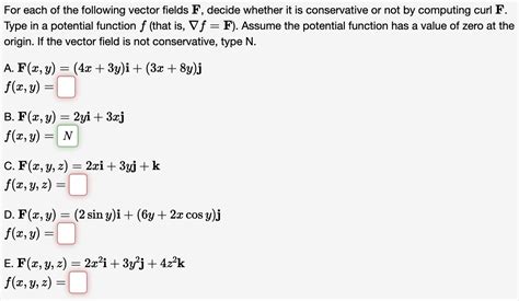 solved for each of the following vector fields f decide