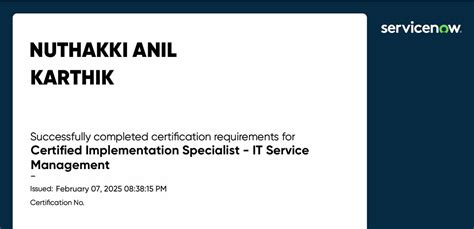 Anil Karthik Nuthakki On Linkedin Itsm Servicenow Certification