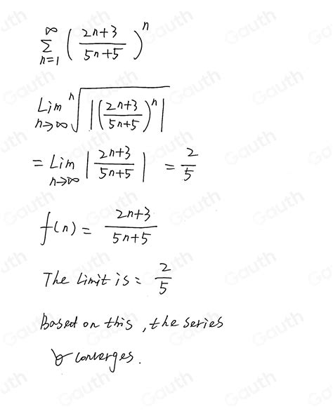 solved test the series below for convergence using the root test