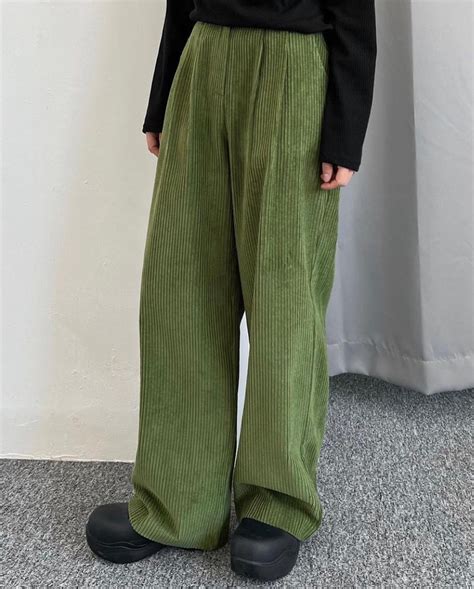 하이웨스트 뒷밴딩 핀턱 코듀로이 골덴 와이드 일자 팬츠 5color 에이블리