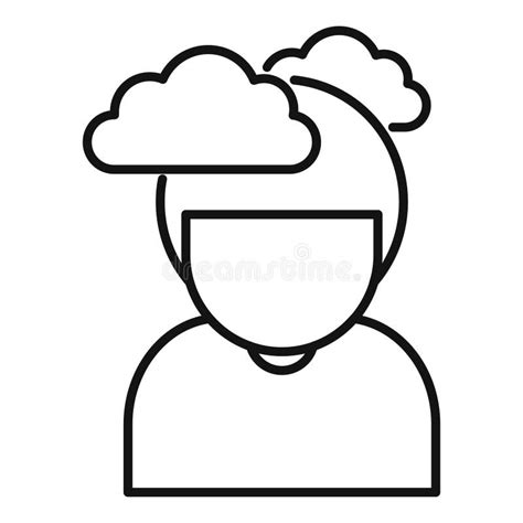Person Thinking With Cloud Computing Line Icon Stock Vector