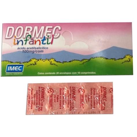 Dormec Infantil 100mg 10 Comprimidos Ácido Acetilsalicílico Submarino