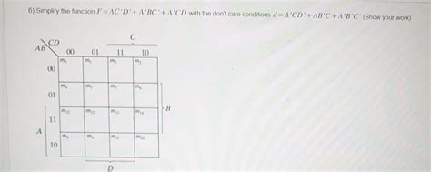 Solved Simplify The Function F ACD ABC ACD With The Chegg