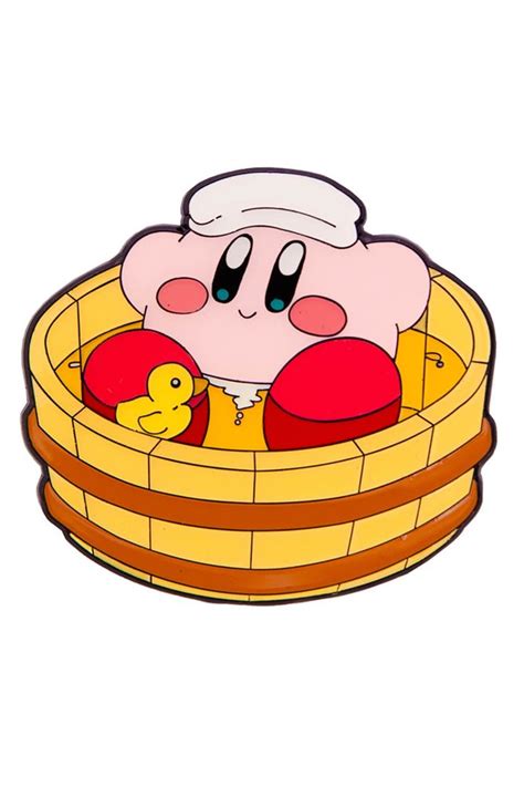 Kirby Taking A Bath With Duck Enamel Pin Kawaii Animecore Kirby Character Kirby Kawaii