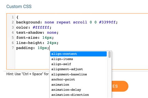 Css Code Auto Completion In Custom Styles Advanced Gutenberg