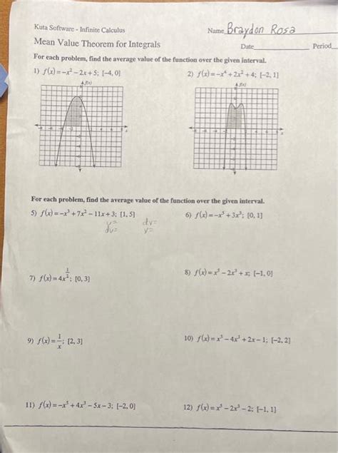 Solved For Each Problem Find The Average Value Of The Chegg Com