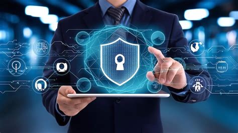 Cybersecurity Network Data Protection Businessman Using Mobile Phone For Digital Banking With