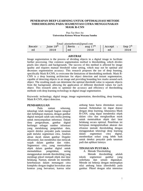 Penerapan Deep Learning Untuk Optimalisasi Metode Thresholding Pada