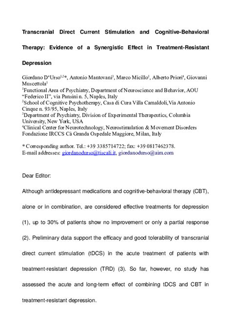 Doc Transcranial Direct Current Stimulation And Cognitive Behavioral