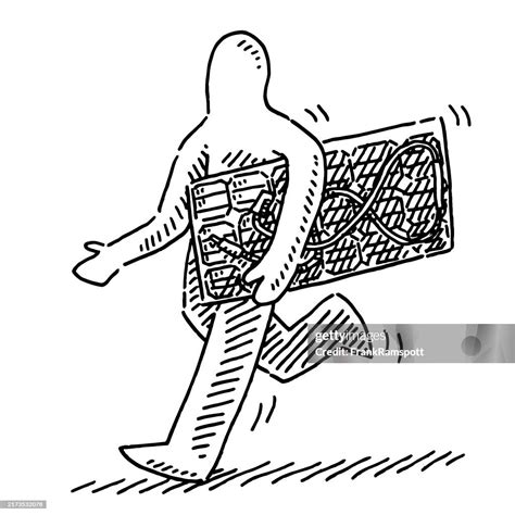 Human Figure Carrying Solar Panel Drawing High Res Vector Graphic