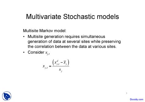 multisite markov model stochastic hydrology lecture notes docsity
