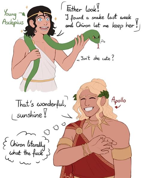 Asclepius And Apollo Greek Mythology Humor Greek And Roman Mythology Greek Mythology Gods