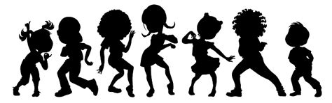 춤추는 소년과 소녀 그림자의 세트 어린이 파티에서 함께 즐거운 시간을 보내고 있습니다 어린이 댄스 파티 디자인 카드 초대장 포스터 티셔츠에 대 한 고립 된 수채화 그림