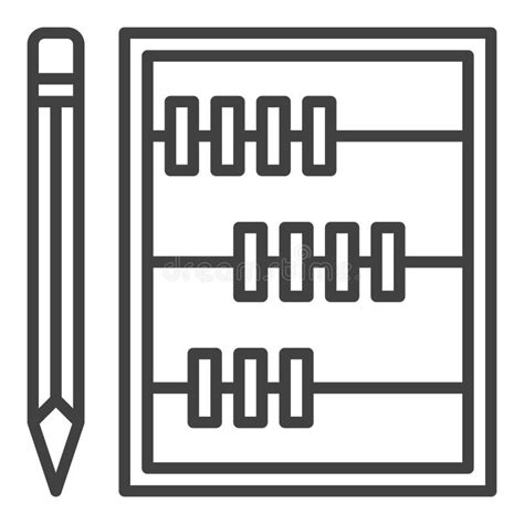 Math School Abacus With Pencil Vector Education Concept Outline Icon
