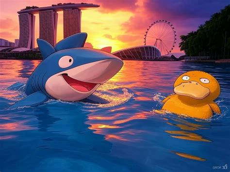 Psyduck And Blahaj Swimming In Singapore Album On Imgur