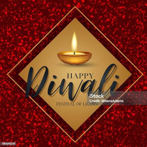 조명 포스터 또는 전단지 디자인의 디 왈리 축제 붉은 빛나는 입자 먼지 배경에 Diya 오일 램프 텍스트 타이포그래피와 인도 의 전통적인 휴일 배경 화려한 축하 배너 벡터
