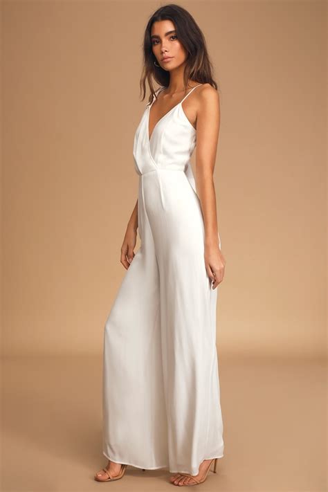 Cute White Jumpsuit Sleeveless Jumpsuit Wide Leg Jumpsuit Lulus