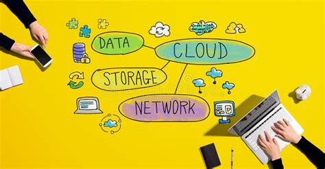 Cloud Computing Flowchart With People Working Together Stock Image