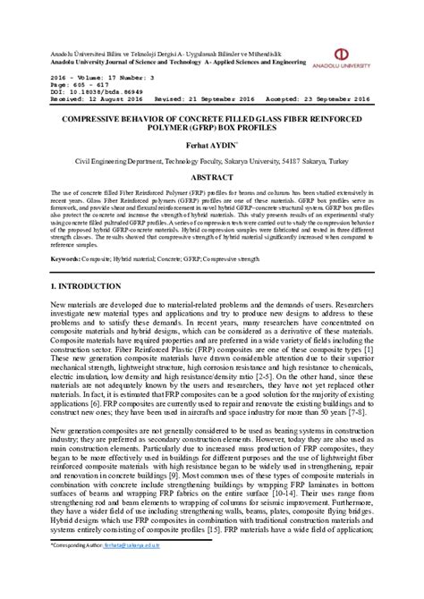 Pdf Compressive Behavior Of Concrete Filled Glass Fiber Reinforced Polymer Gfrp Box Profiles